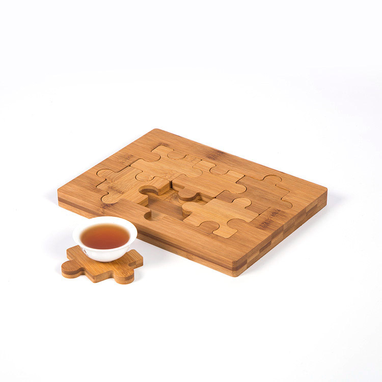 Bamboo Puzzle-shape tray with 6 coasters - Buy Bamboo Puzzle-shape tray ...